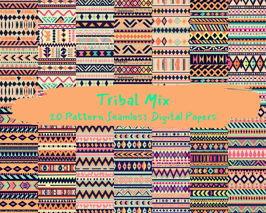 Tribal Mix Pattern Seamless Digital Papers - Printable Scrapbook Paper ...