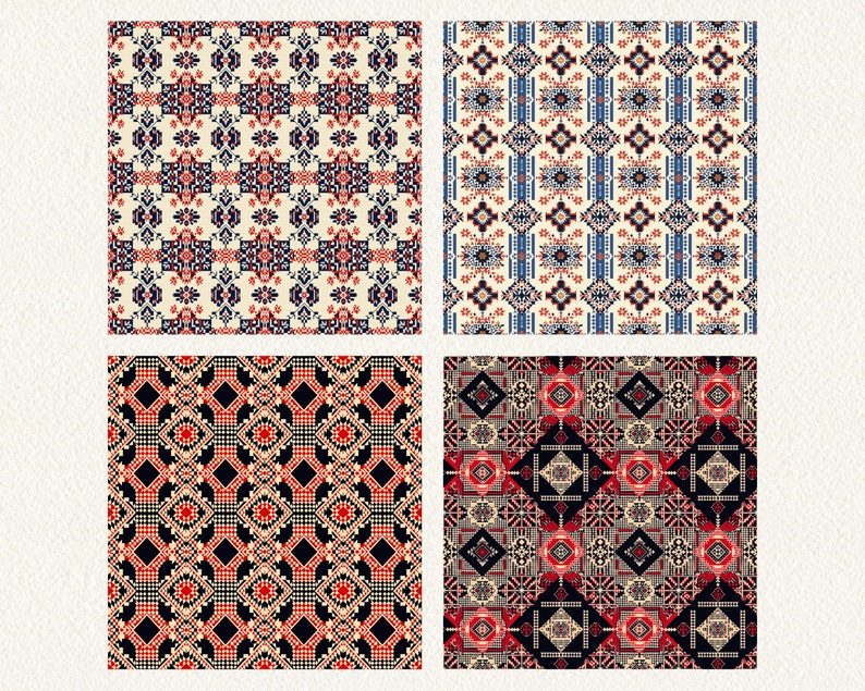 Traditional Palestinian Embroidery Pattern Seamless Digital Papers - Etsy