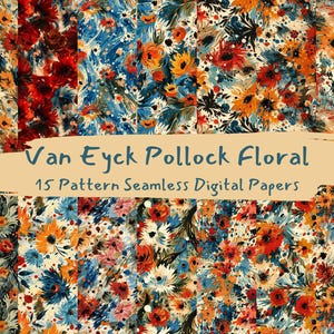 Van Eyck Pollock Floral Pattern Seamless Digital Papers - Printable ...