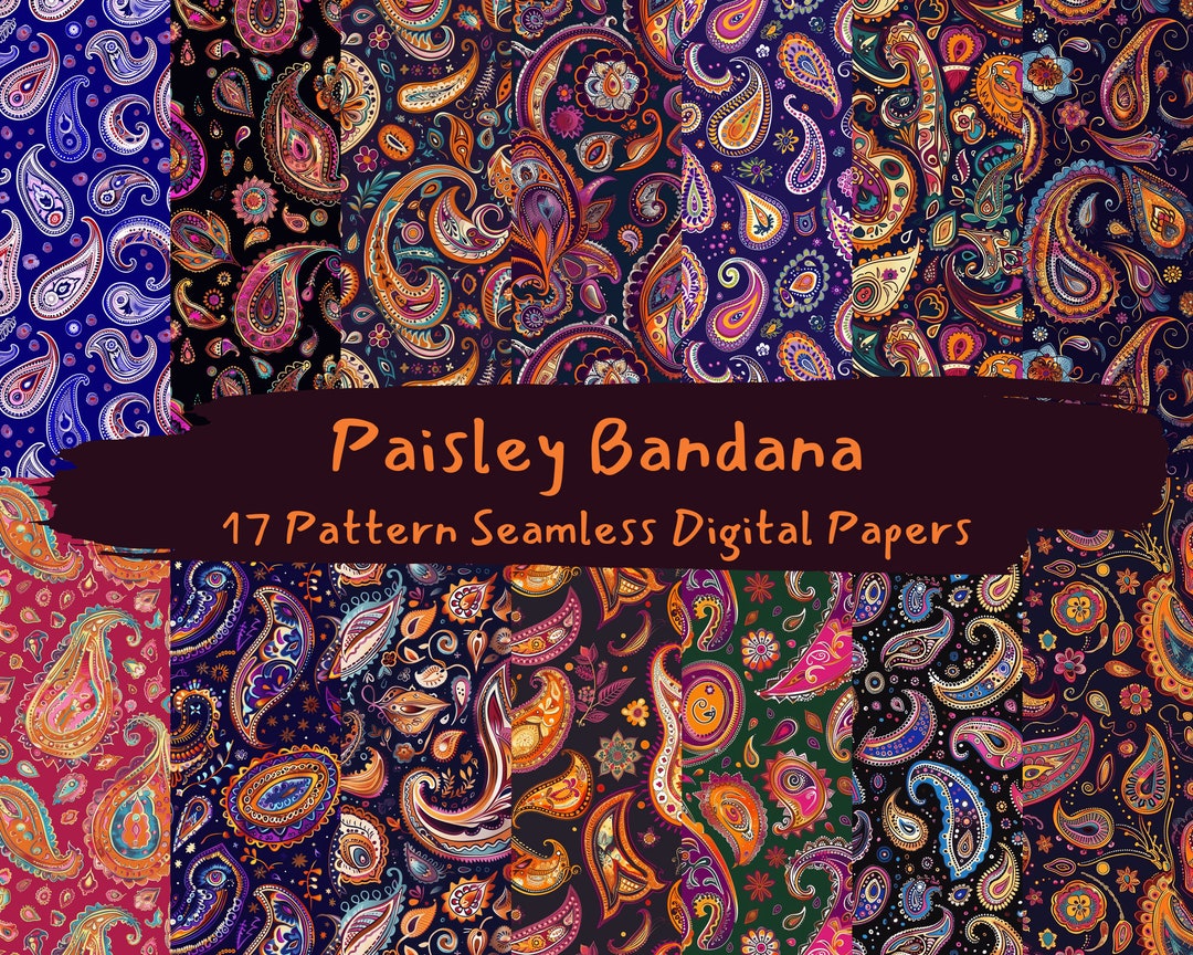 Paisley Bandana Pattern Seamless Digital Papers - Printable Scrapbook ...