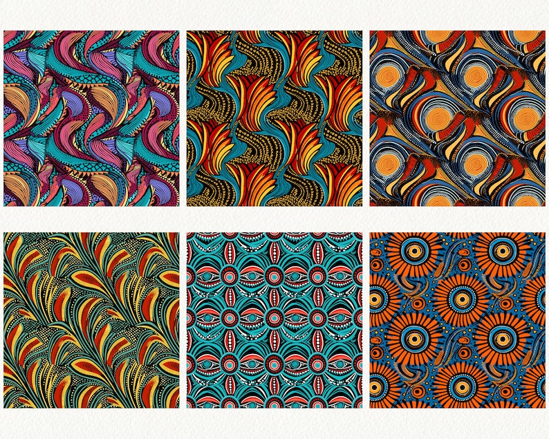 East Africa Kitenge Pattern Seamless Digital Papers Tile Patterns ...