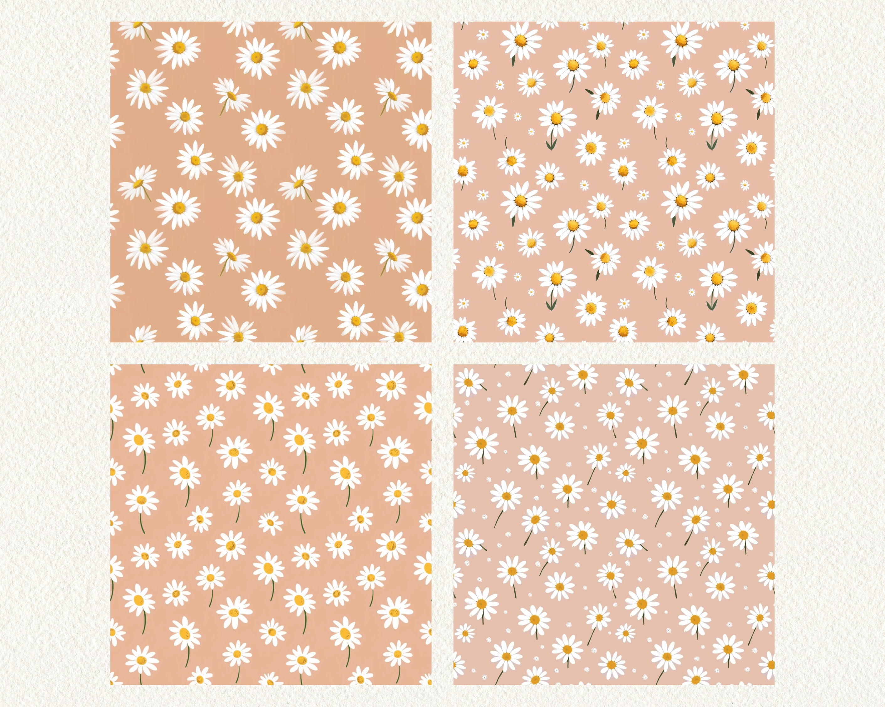 Spring Floral Daisy Pattern Seamless Digital Papers Printable Scrapbook ...