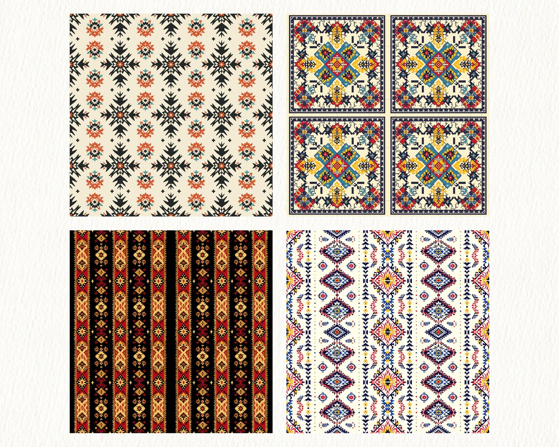 Bulgarian Ethnic Pattern Seamless Digital Papers - Printable Scrapbook ...