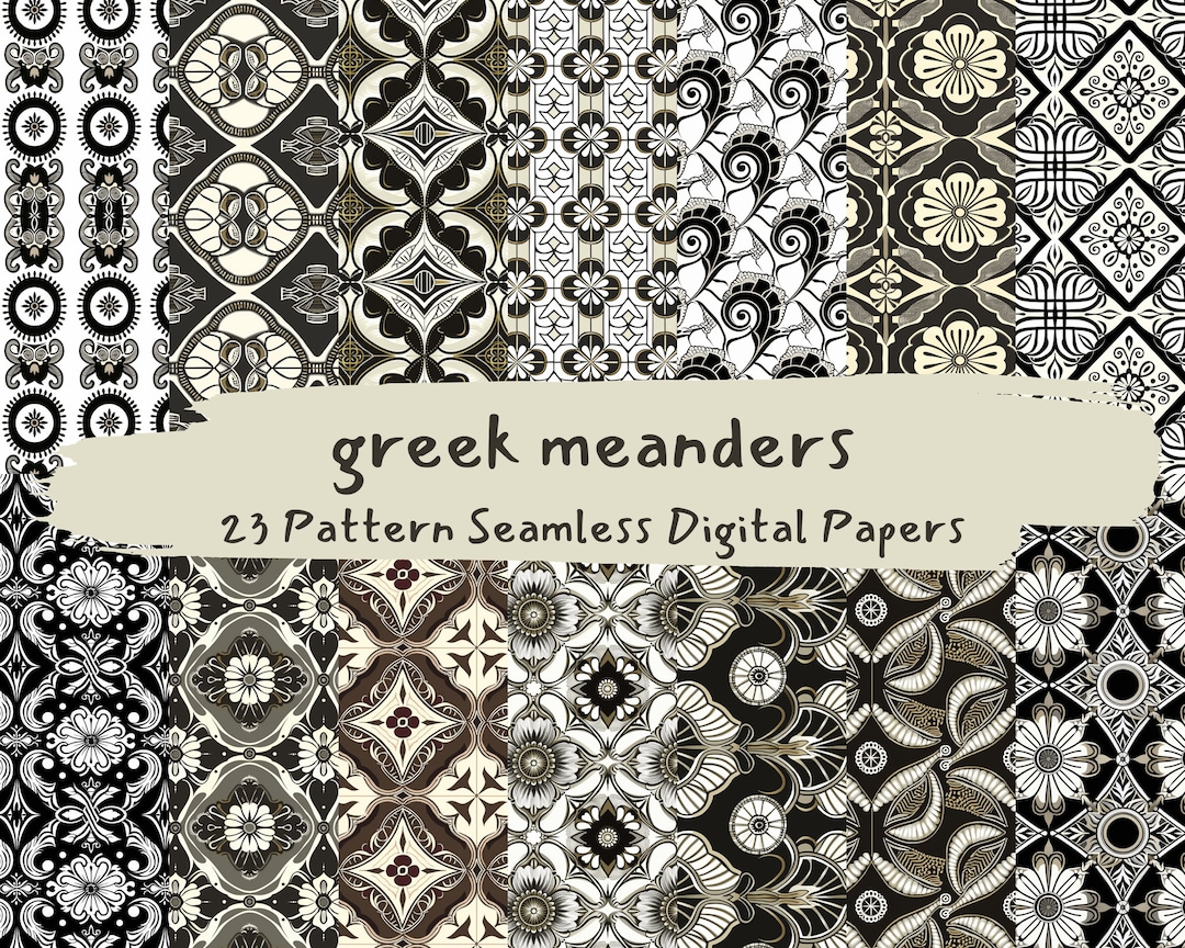 Greek Meanders Pattern Seamless Digital Papers - Printable Scrapbook ...