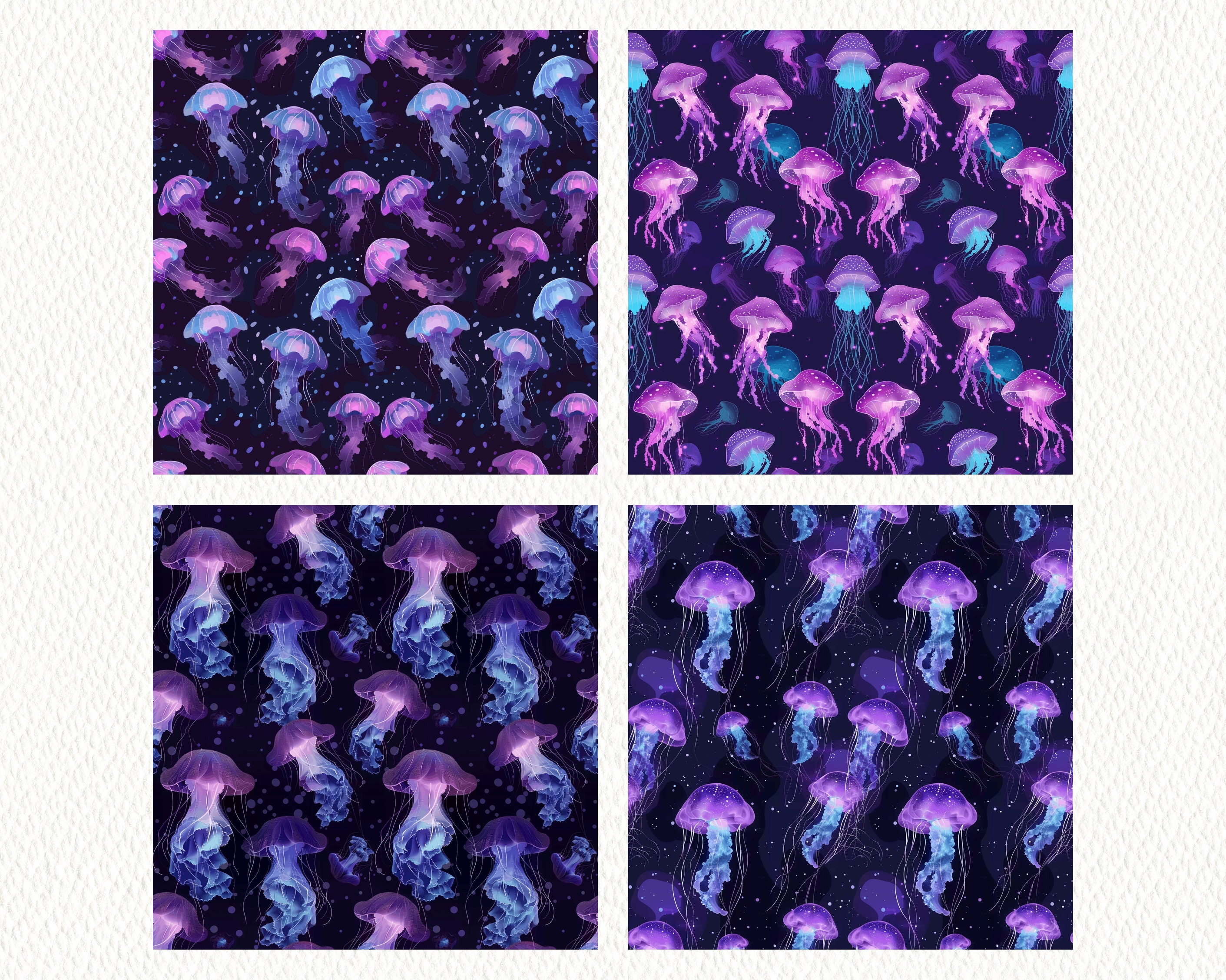 Purple Jellyfish Pattern Seamless Digital Papers - Printable Scrapbook ...