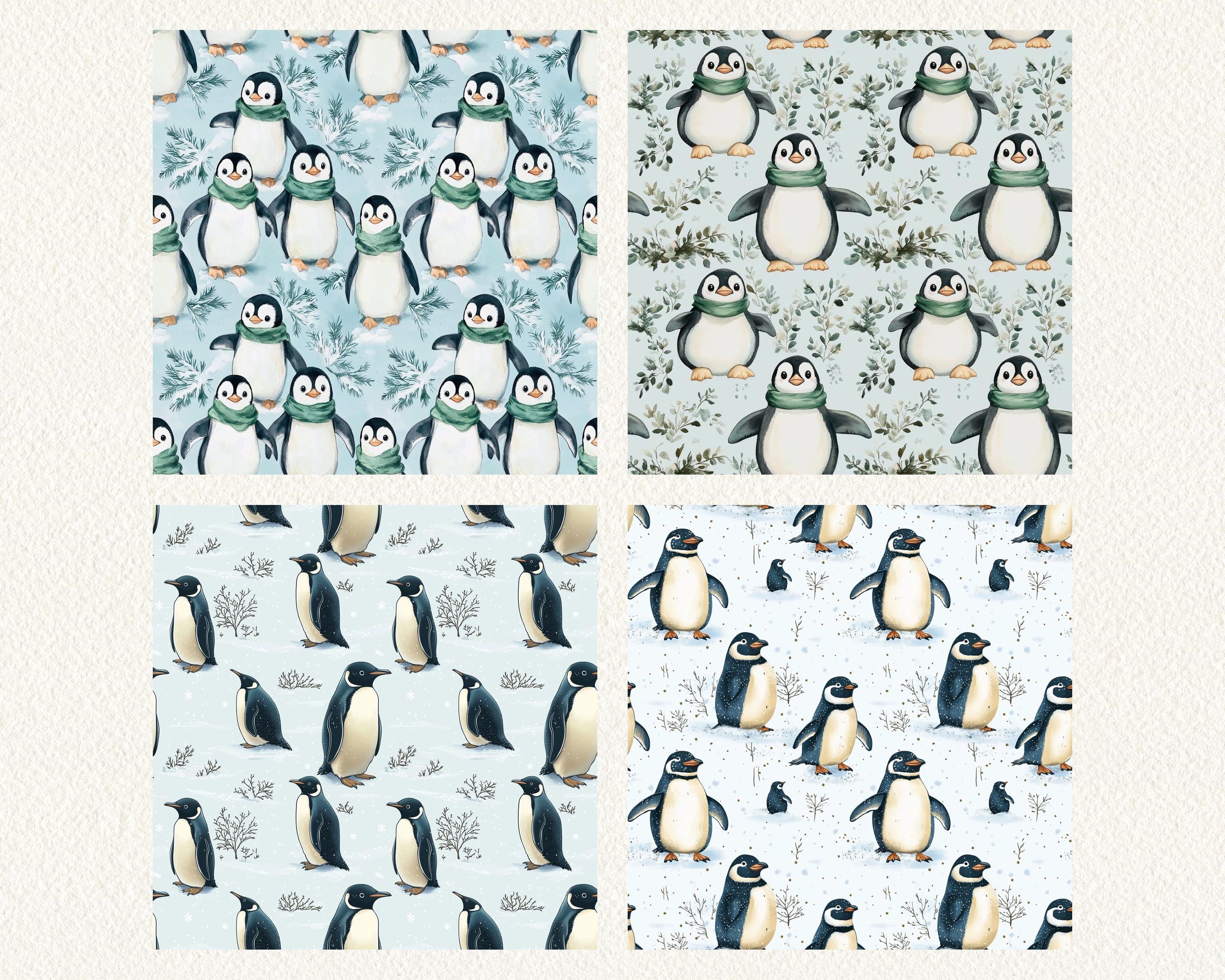 Adorable Penguins Pattern Seamless Digital Papers - Printable Scrapbook ...