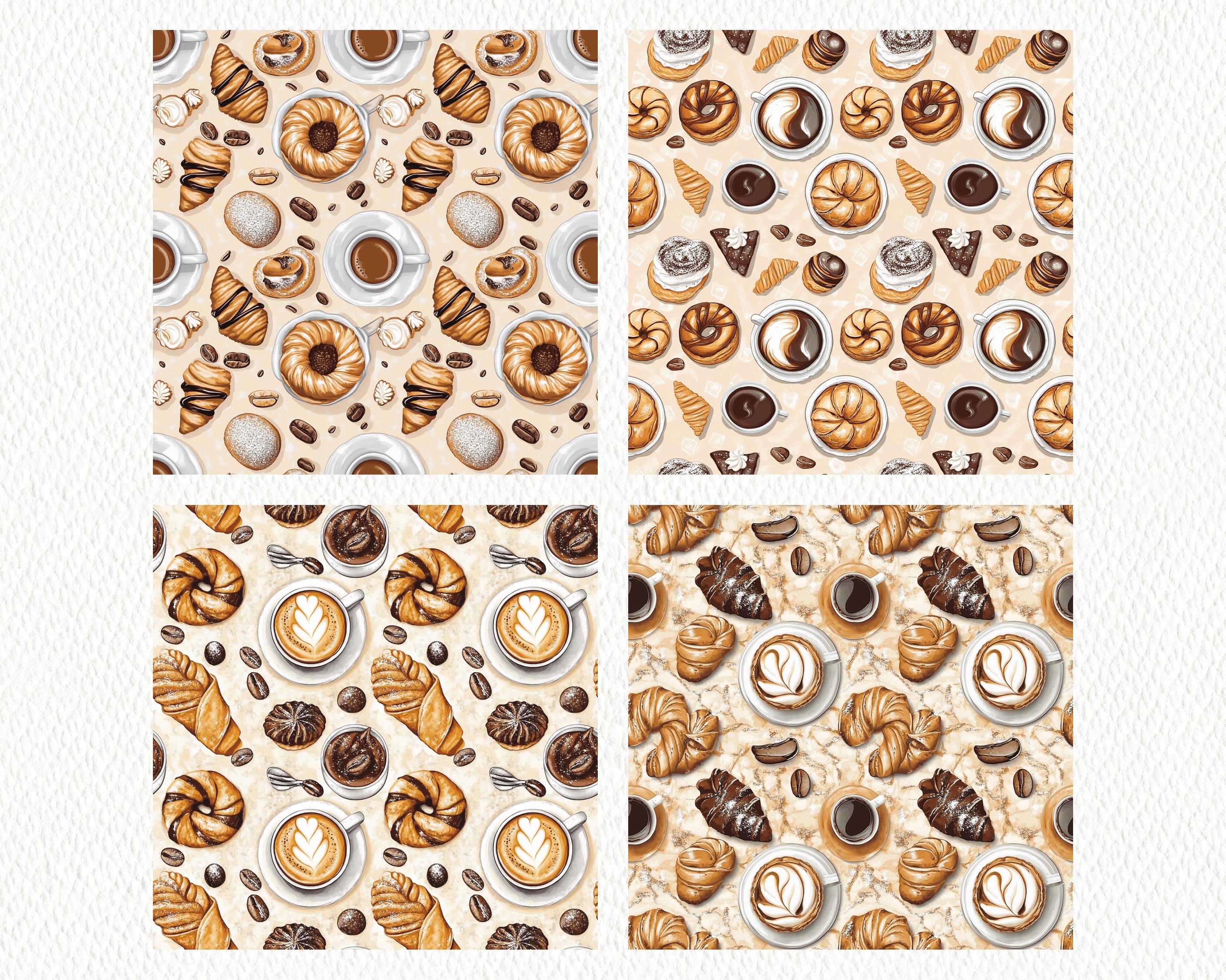 Coffe Pastries Caramel Pattern Seamless Digital Papers - Printable ...