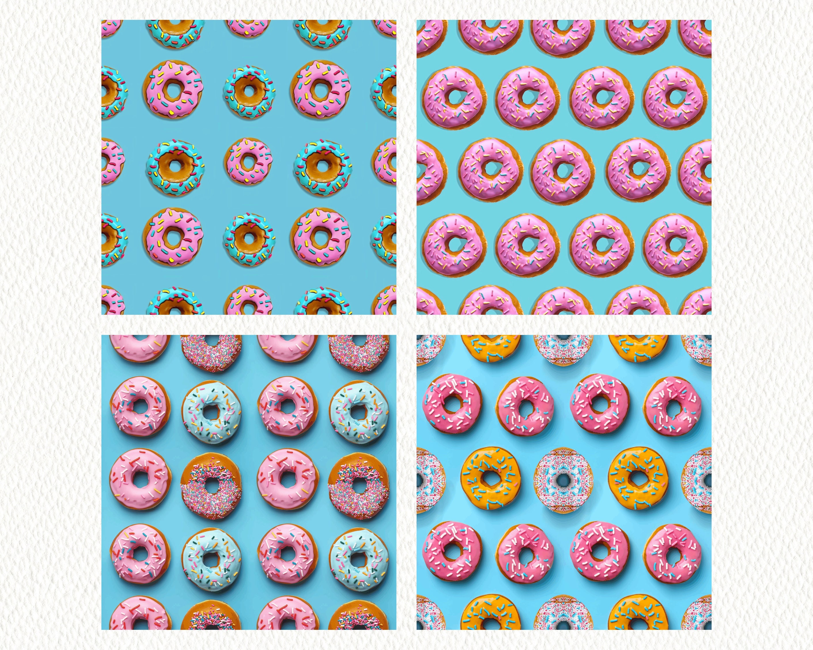 Donuts Food Pattern Seamless Digital Papers Printable Scrapbook Paper ...