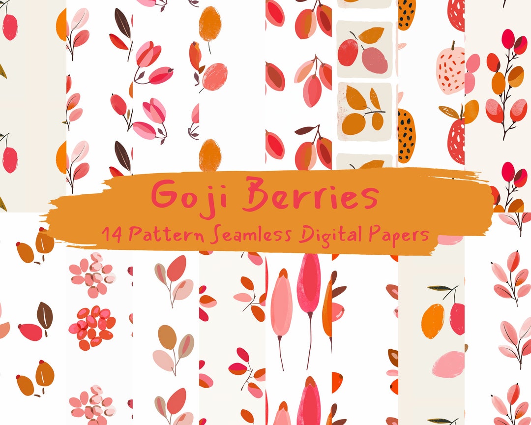 Goji Berries Pattern Seamless Digital Papers - Tile Patterns Printable ...