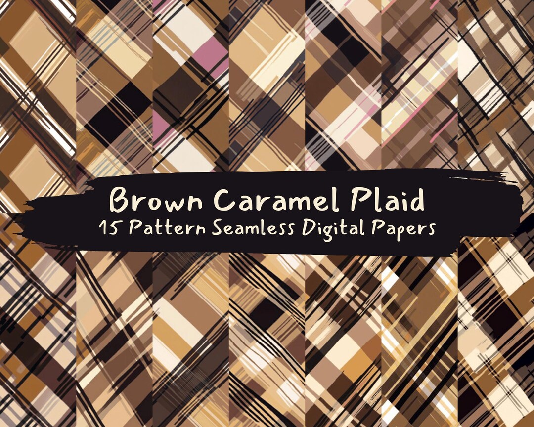 Brown Caramel Plaid Pattern Seamless Digital Papers - Printable ...