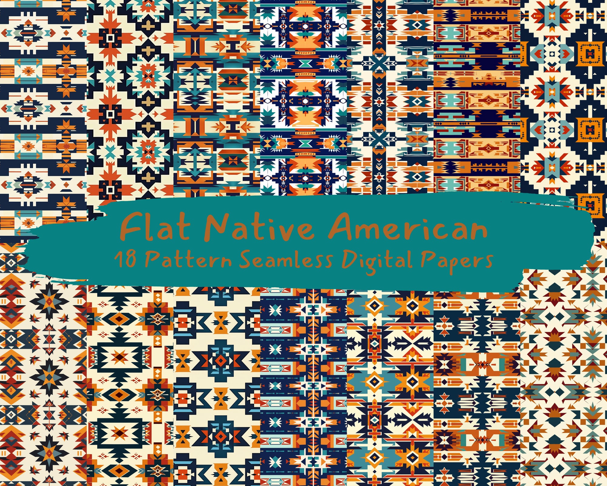 Flat Native American Pattern Seamless Digital Papers Printable ...