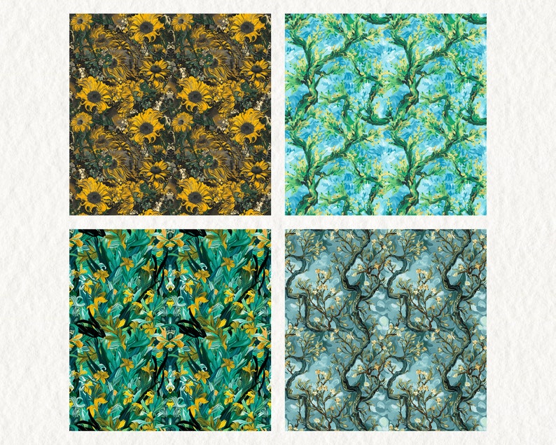 Everything Van Gogh Pattern Seamless Digital Papers Printable Scrapbook ...