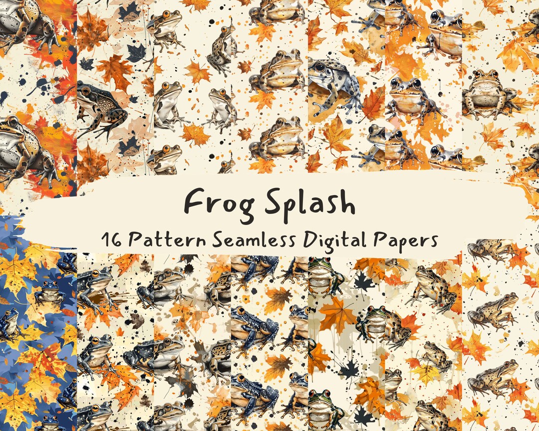 Frog Splash Pattern Seamless Digital Papers - Printable Scrapbook Paper ...
