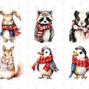 Cute Animals Scarf, Winter, Fall, Autumn, Digital Printable Clip Art ...