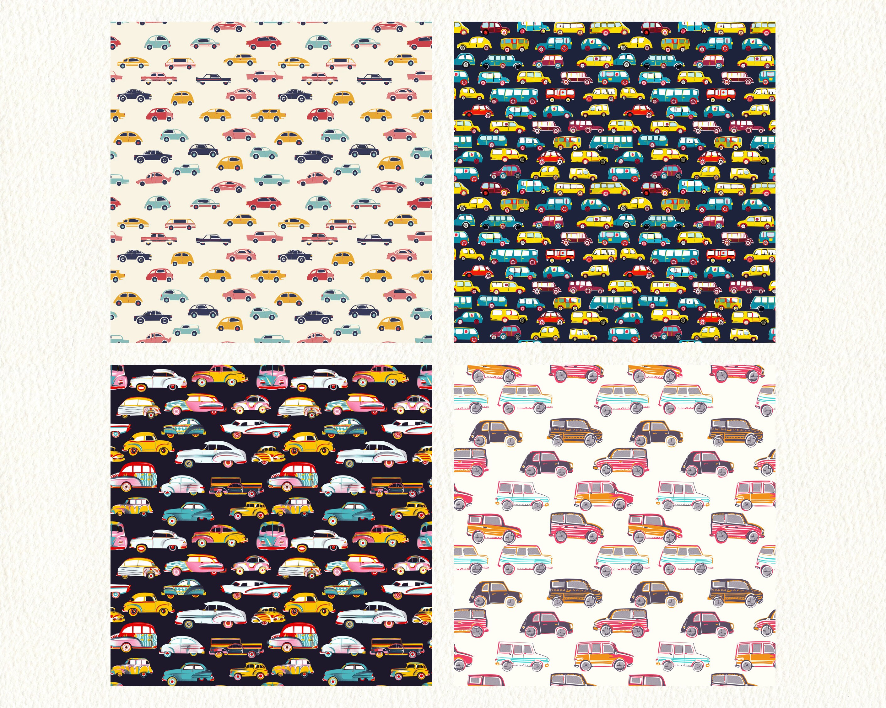Car Convoy Pattern Seamless Digital Papers Printable Scrapbook Paper Instant Download