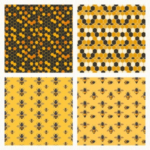 Honeycomb and Bees Pattern Seamless Digital Papers - Printable ...