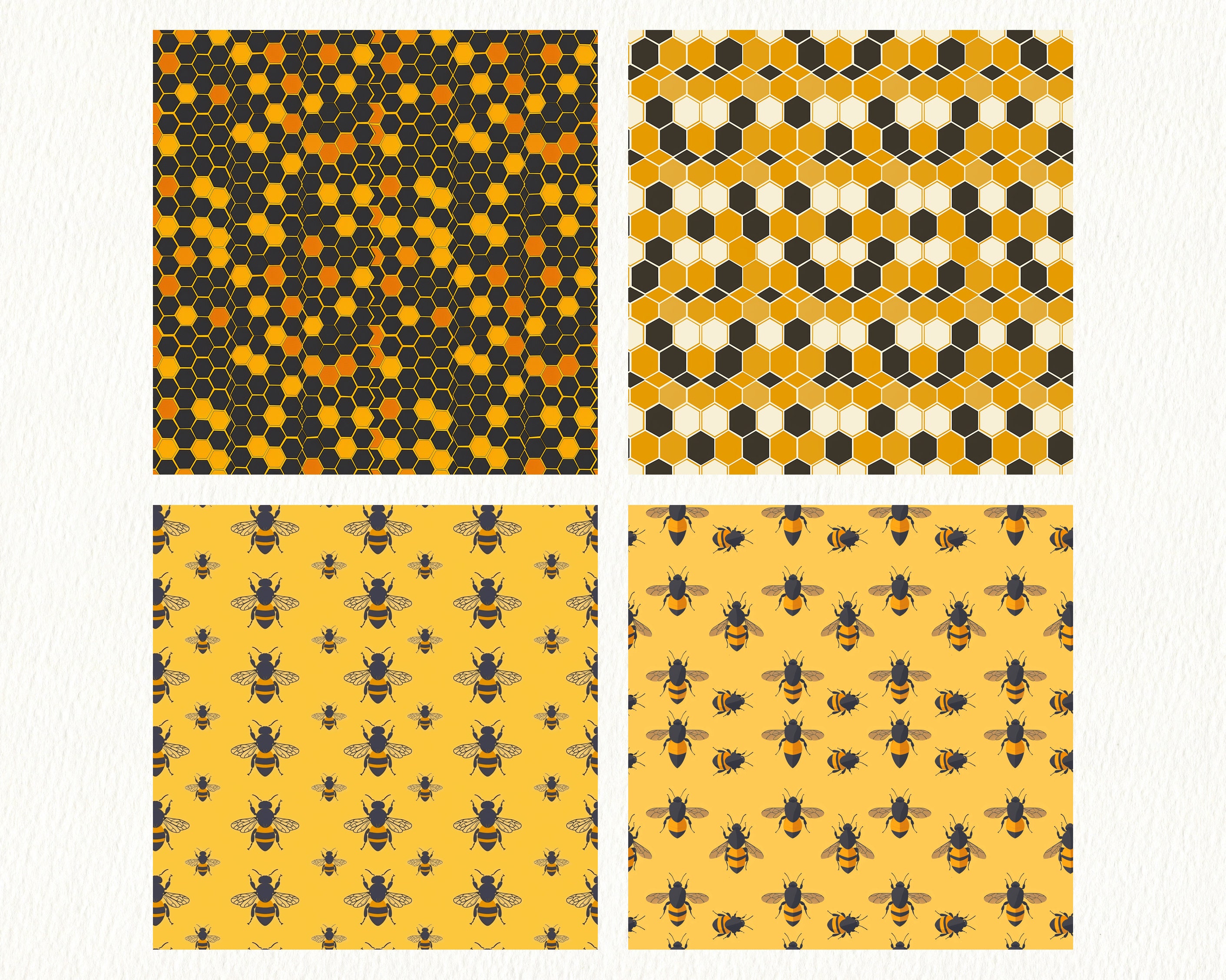 Honeycomb and Bees Pattern Seamless Digital Papers - Printable ...