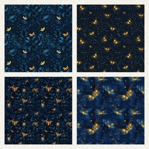 Glowing Fireflies Pattern Seamless Digital Papers - Printable Scrapbook ...