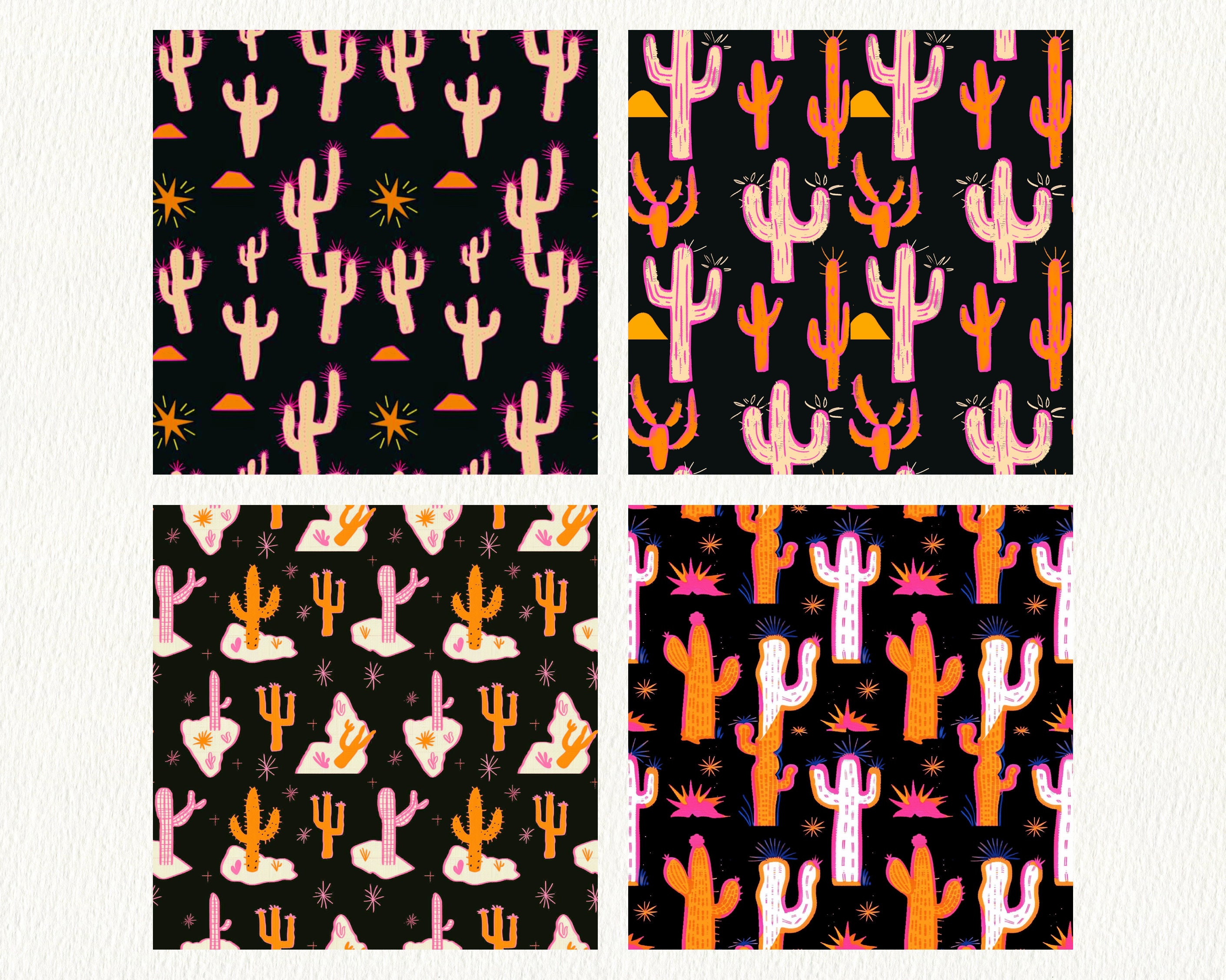Boho Desert Cactus Pattern Seamless Digital Papers - Printable ...