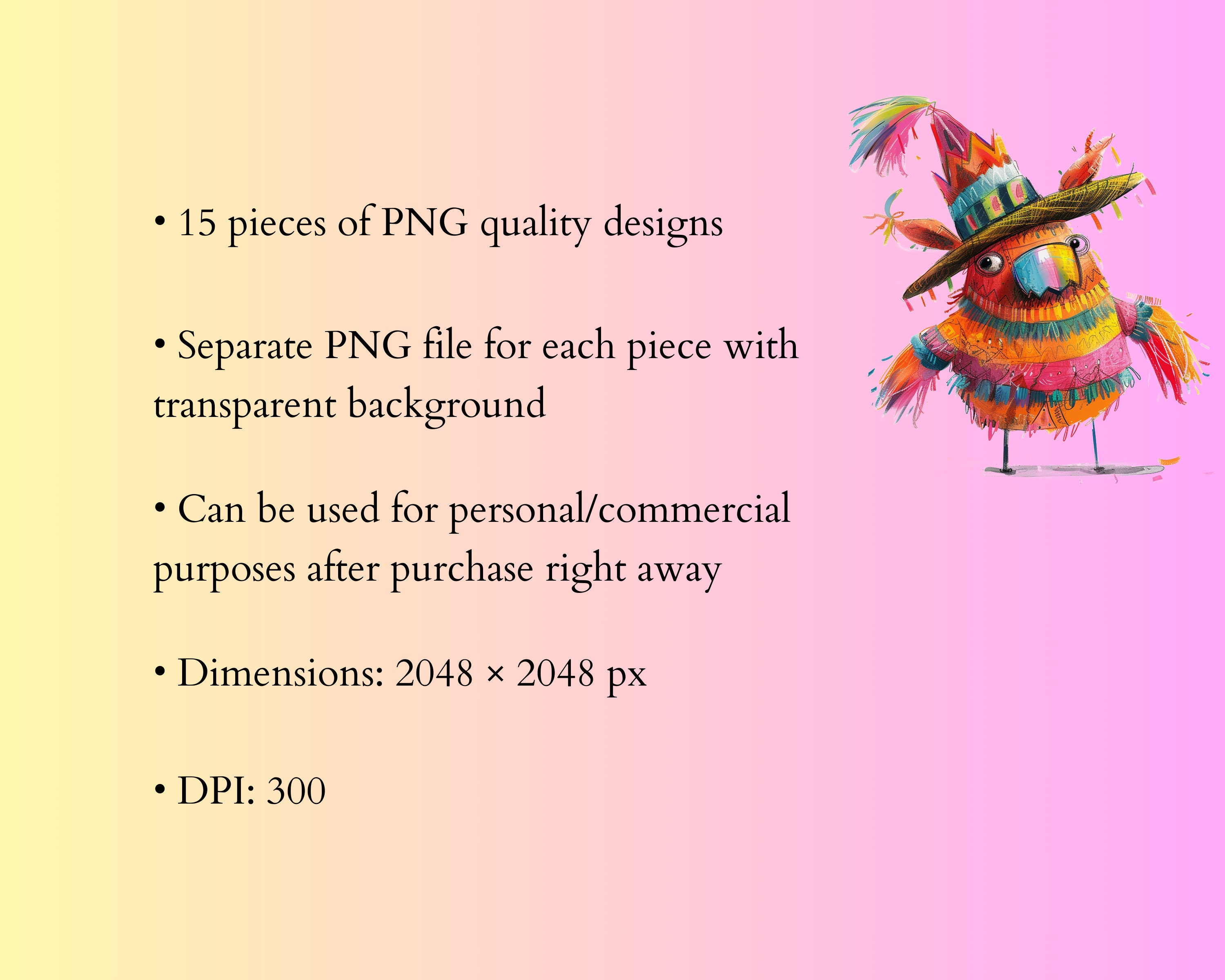 Mexican Pinata Digital Printable Clipart Bundle in PNG Format ...