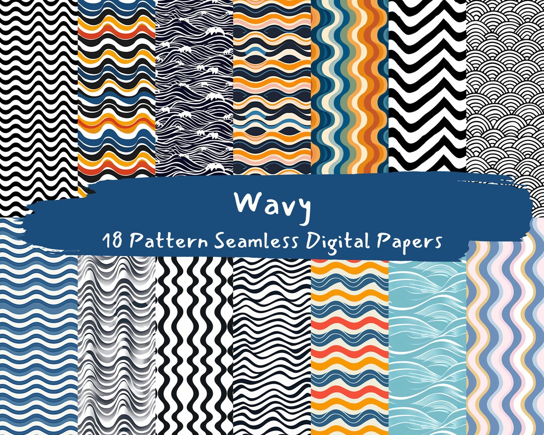 Wavy Pattern Seamless Digital Papers - Printable Scrapbook Paper ...