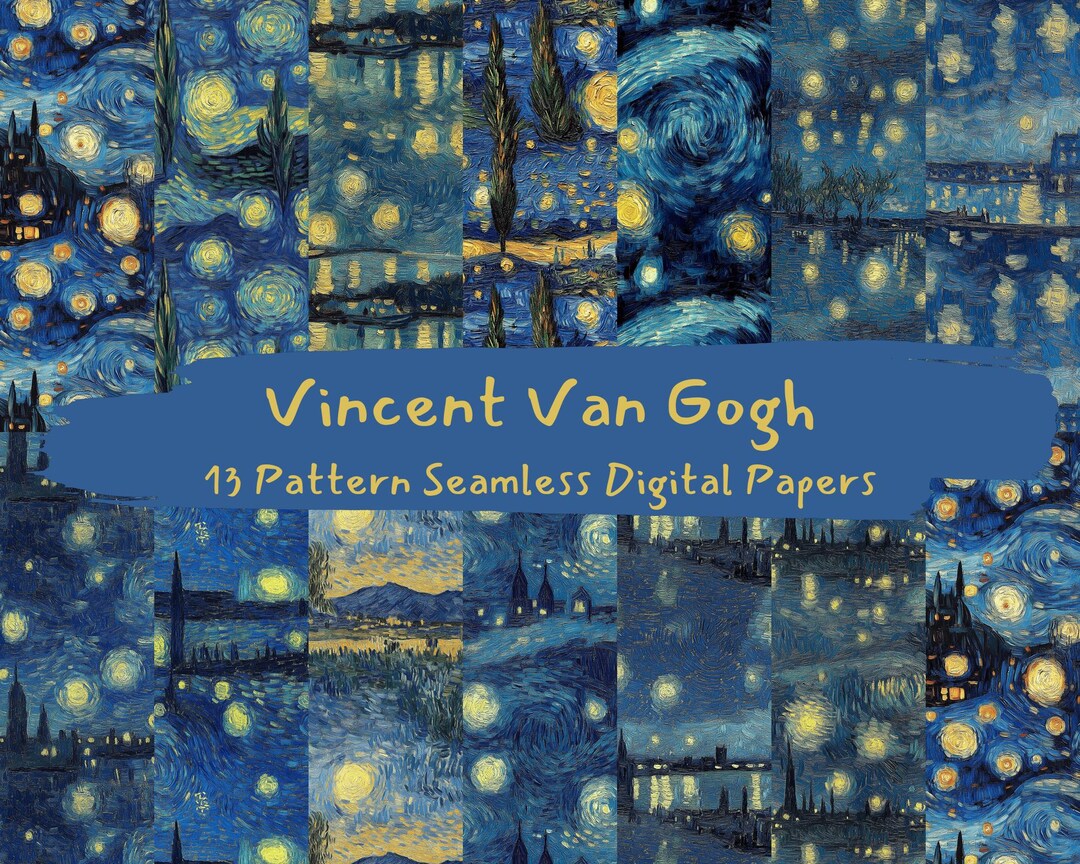 Vincent Van Gogh Pattern Seamless Digital Papers - Printable Scrapbook ...