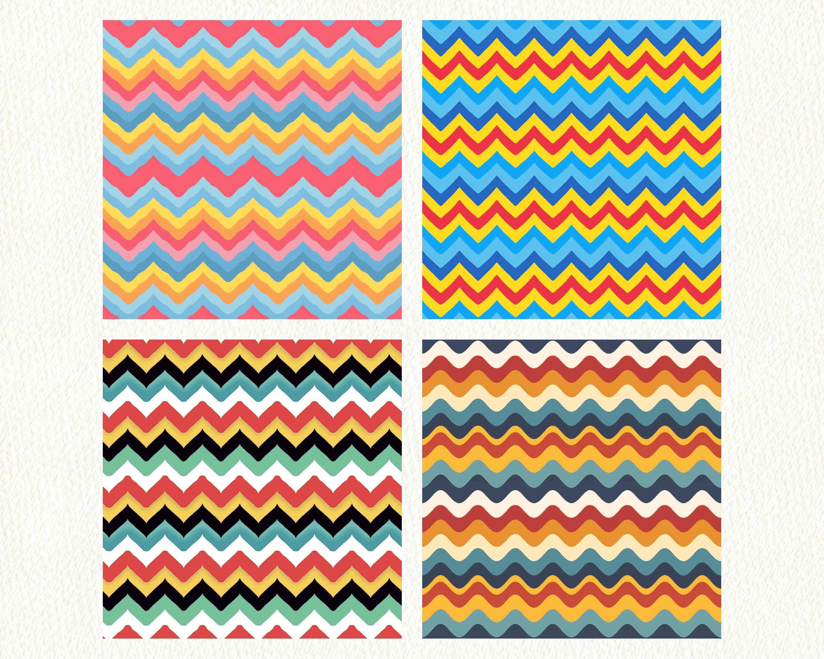 Summer Chevron Pattern Seamless Digital Papers - Printable Scrapbook ...