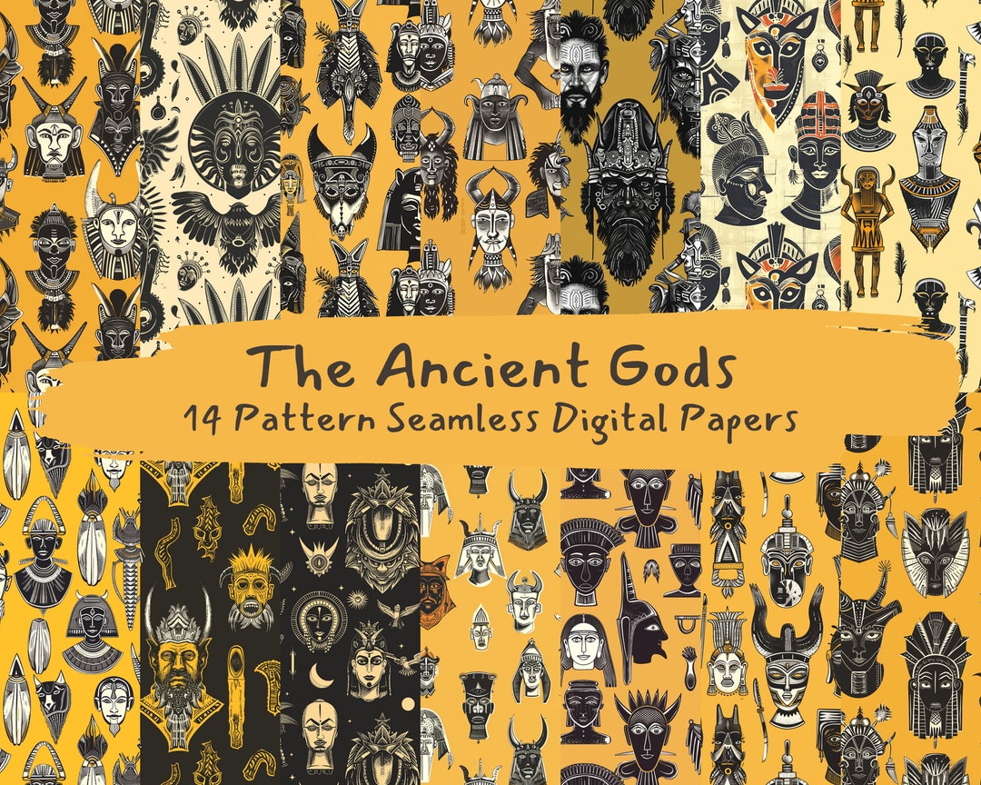 The Ancient Gods Pattern Seamless Digital Papers - Printable Scrapbook ...