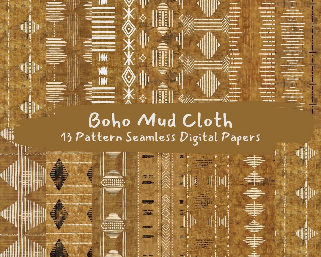 Boho Mud Cloth Pattern Seamless Digital Papers - Printable Scrapbook ...