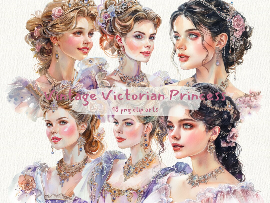Vintage Victorian Princess Digital Printable Clipart Bundle in PNG ...