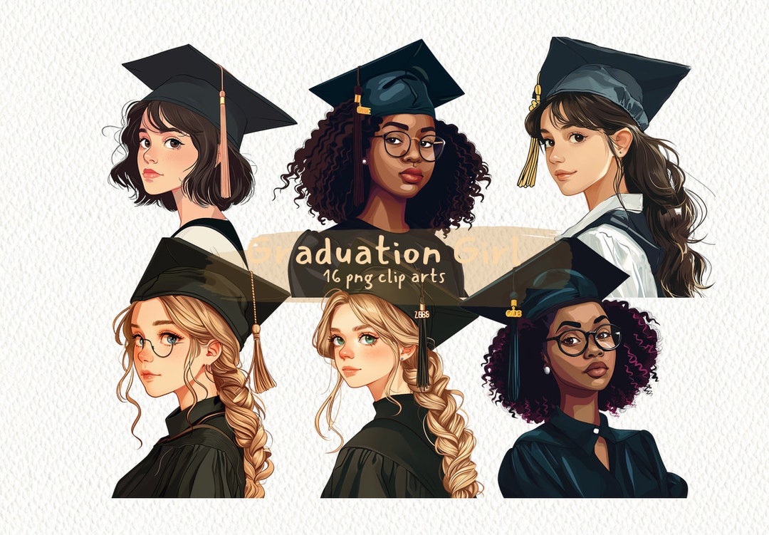 Graduation Girl Digital Printable Clipart Bundle in PNG Format ...