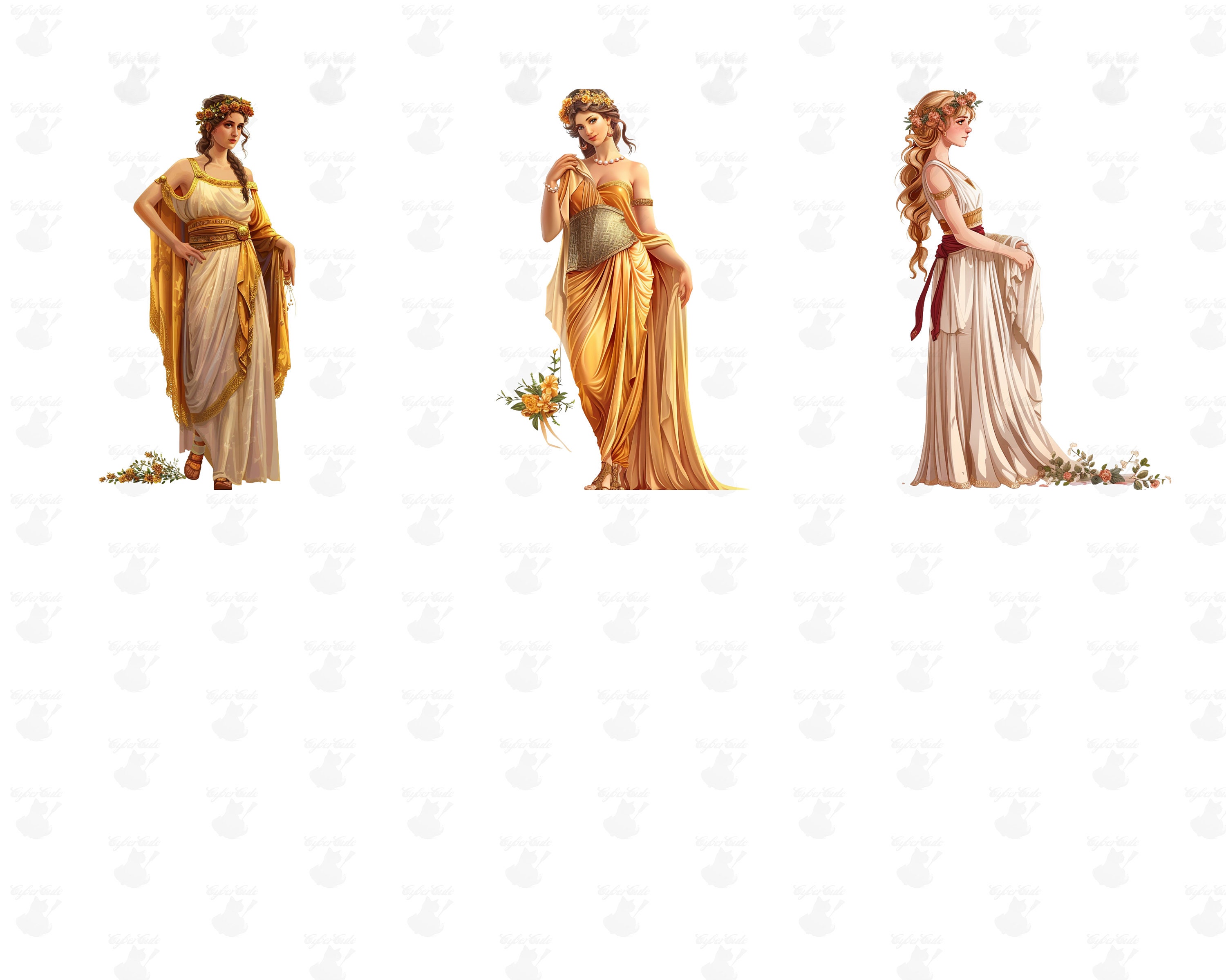 Greek Queen Digital Printable Clipart Bundle in PNG Format Transparent ...