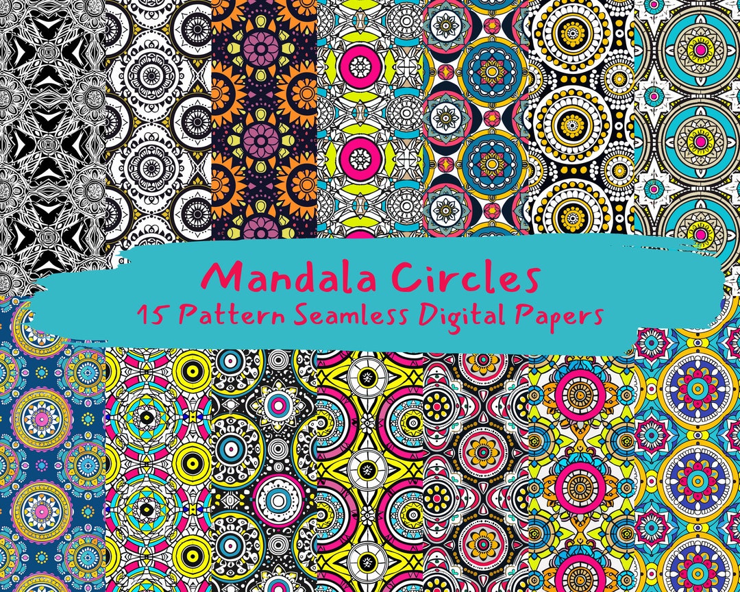 Mandala Circles Pattern Seamless Digital Papers - Printable Scrapbook ...
