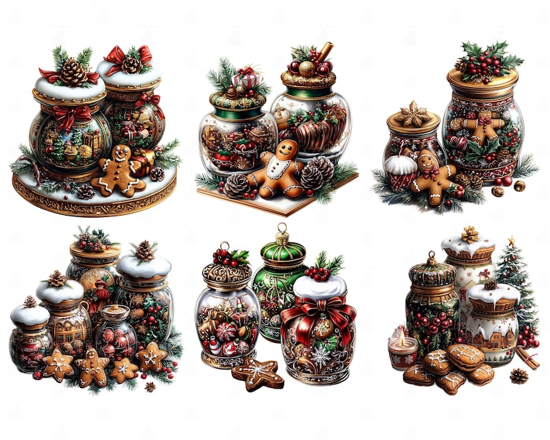 Christmas Cookie Jars Printable Clipart, Png Format, Transparent ...