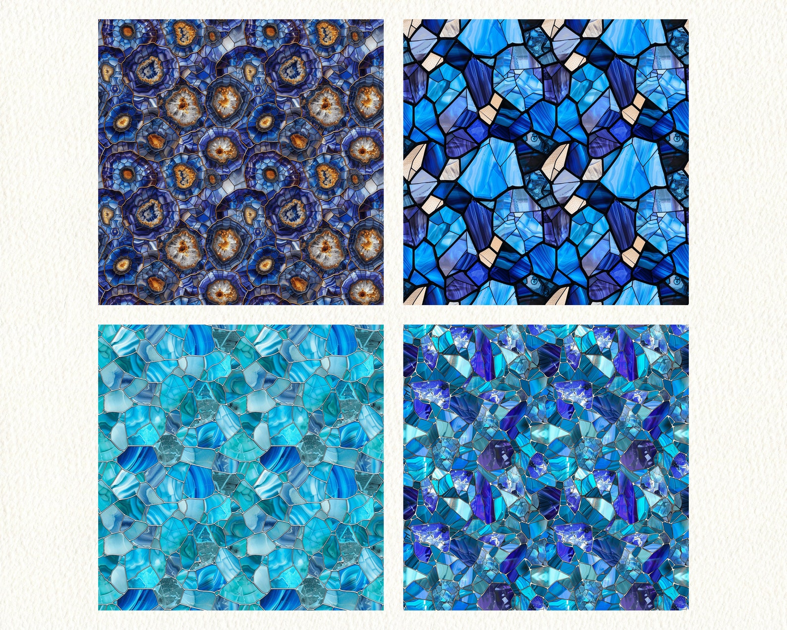 Blue Stained Glass Pattern Seamless Digital Papers - Printable ...