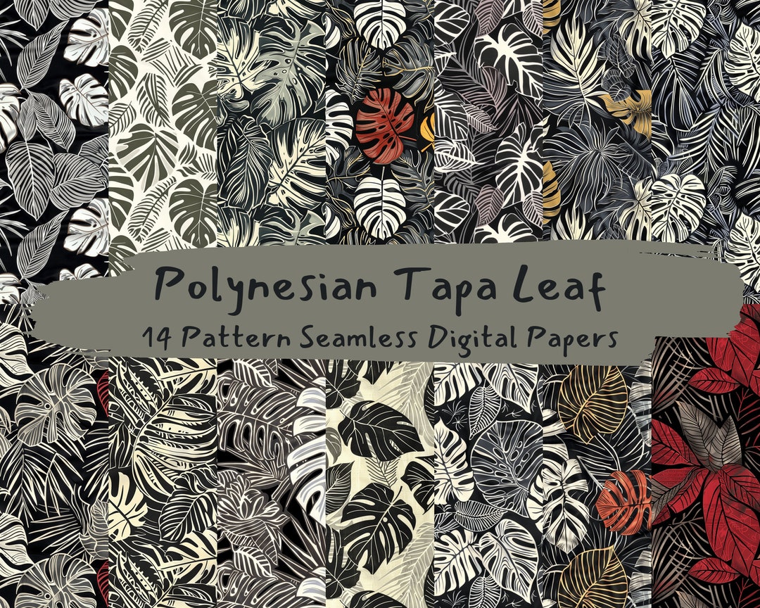Polynesian Tapa Leaf Pattern Seamless Digital Papers - Printable ...