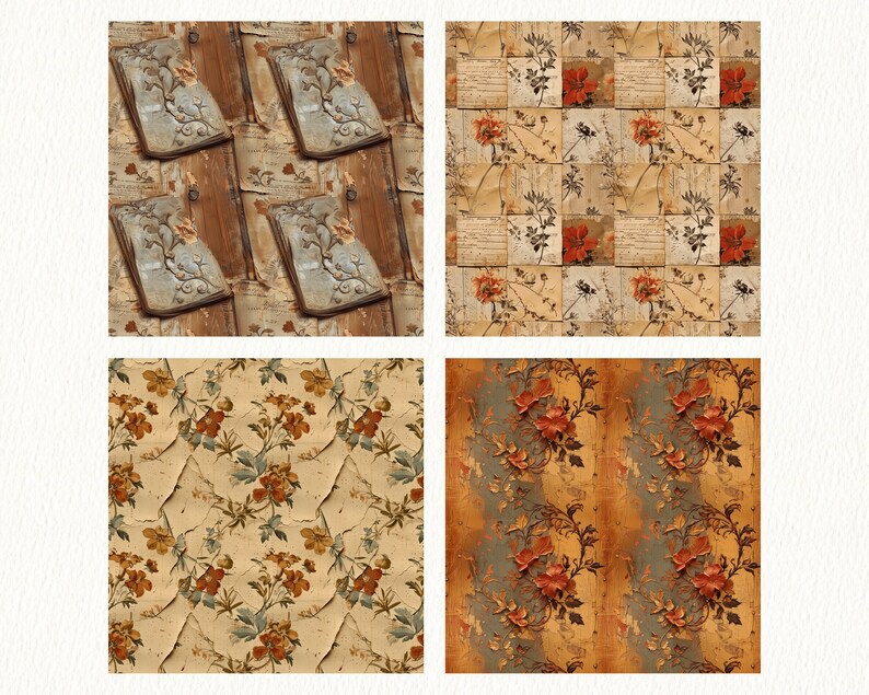 Gilt Floral Journal Pattern Seamless Digital Papers - Printable ...