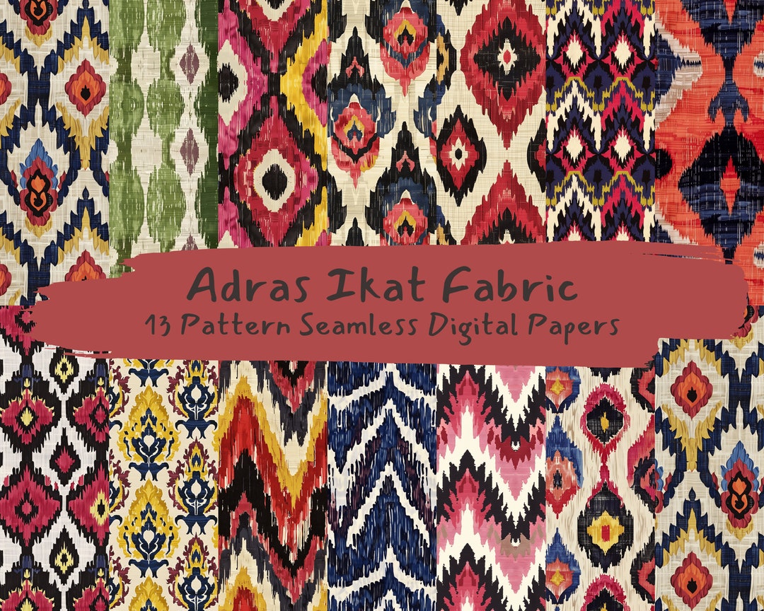 Adras Ikat Fabric Pattern Seamless Digital Papers - Printable Scrapbook ...