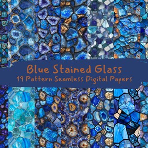 Blue Stained Glass Pattern Seamless Digital Papers - Printable ...