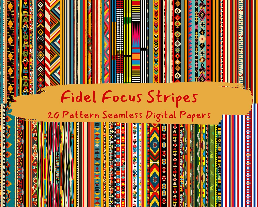 Fidel Focus Stripes Pattern Seamless Digital Papers - Printable ...
