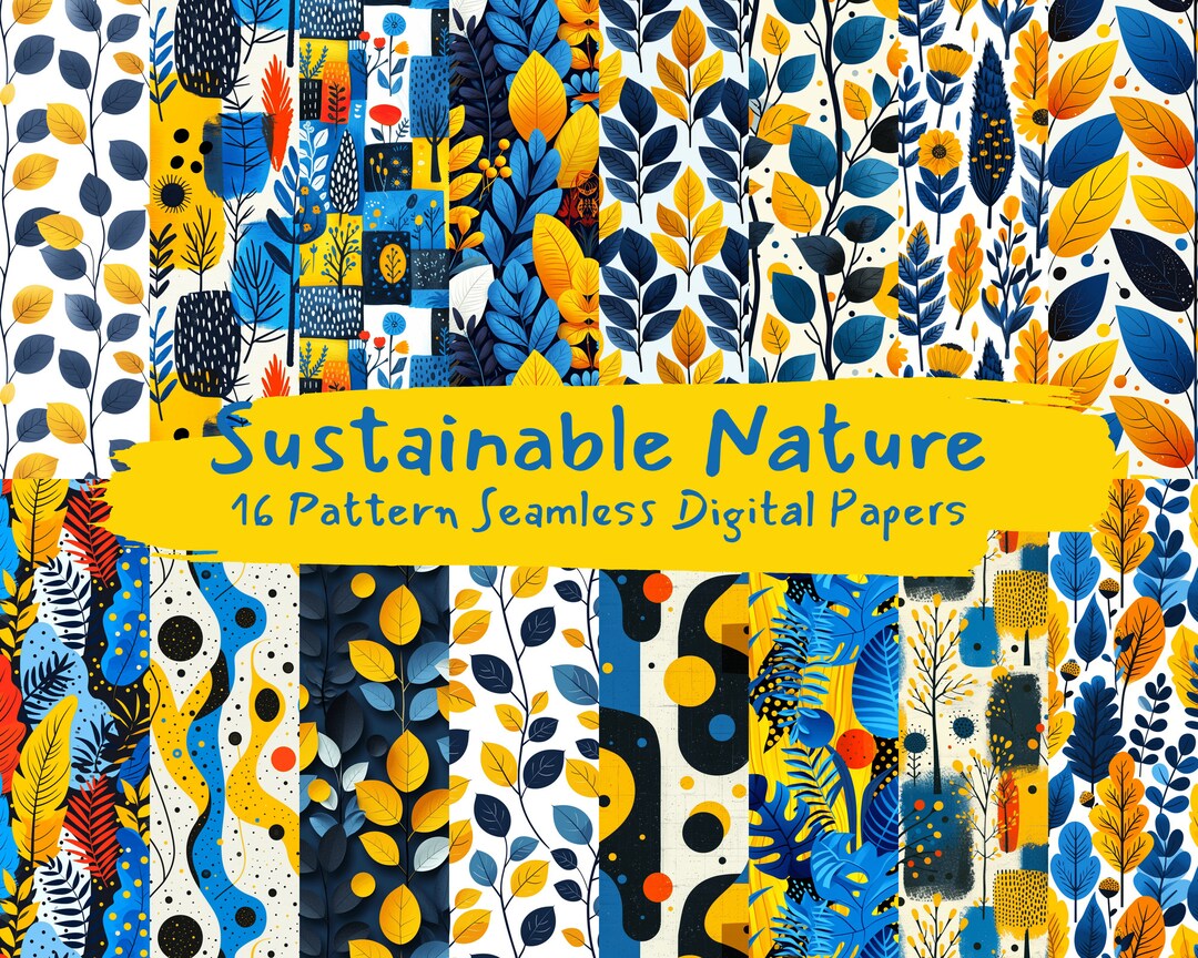 Sustainable Nature Pattern Seamless Digital Papers - Printable ...