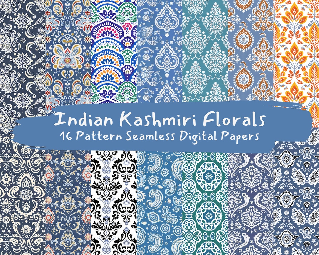 Indian Kashmiri Florals Pattern Seamless Digital Papers - Printable ...
