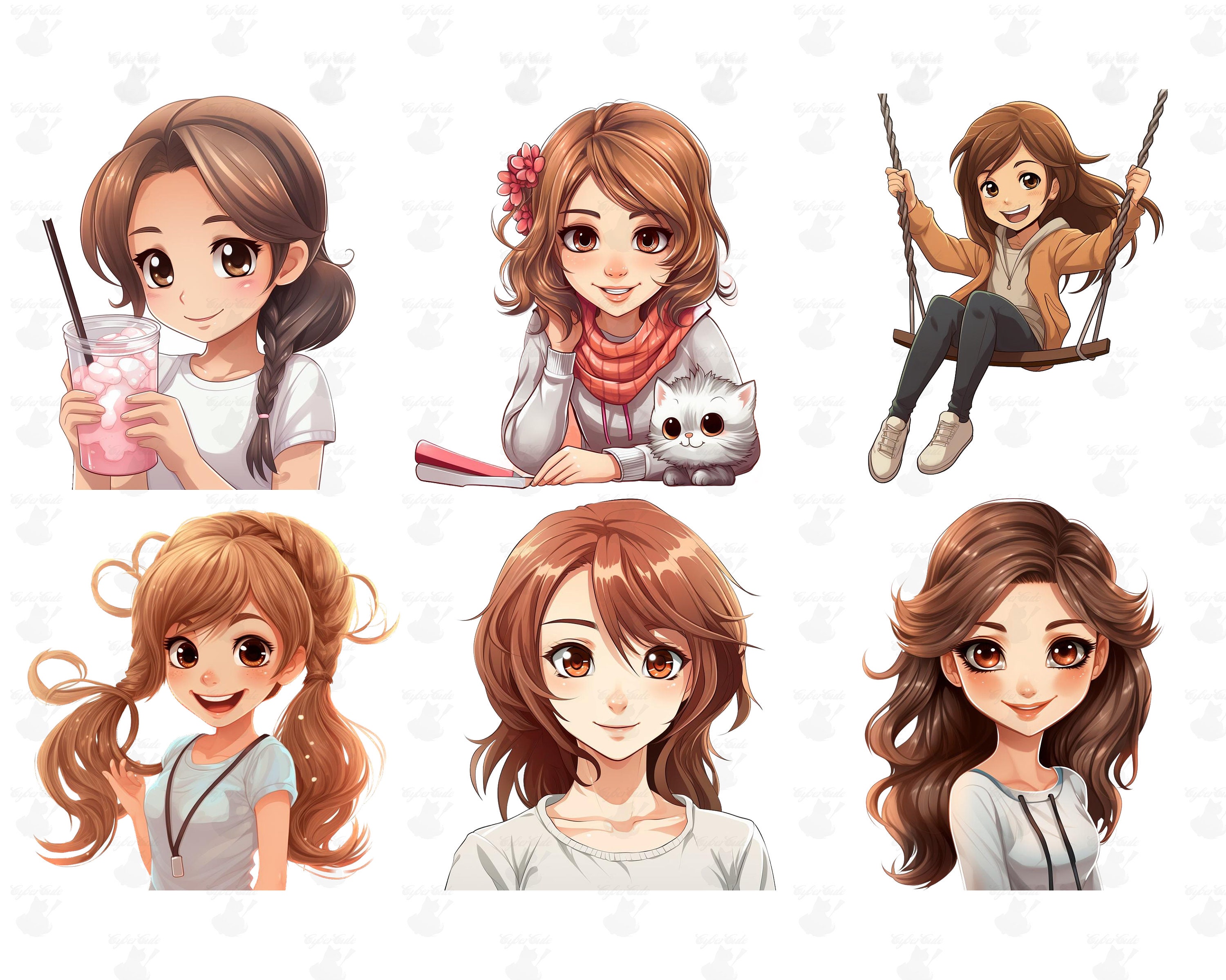 Teen Girl Anime Digital Printable Clipart Bundle in PNG Format ...