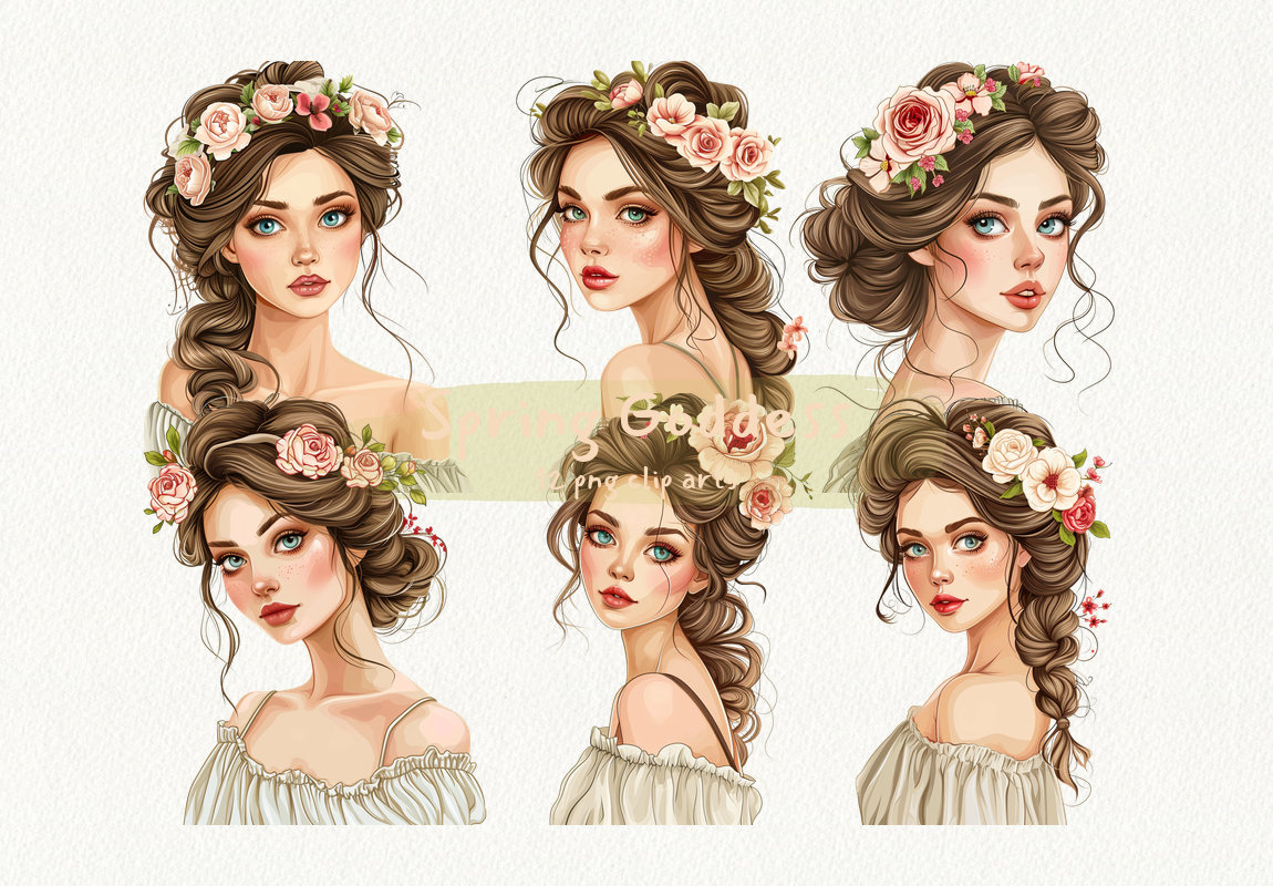 Spring Goddess Digital Printable Clipart Graphics in PNG Format ...