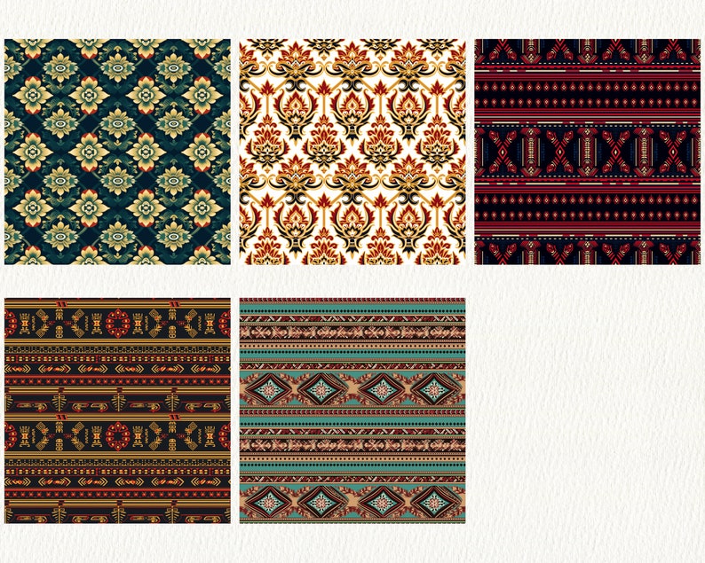 Thai Silk Weaving Pattern Seamless Digital Papers - Tile Patterns ...