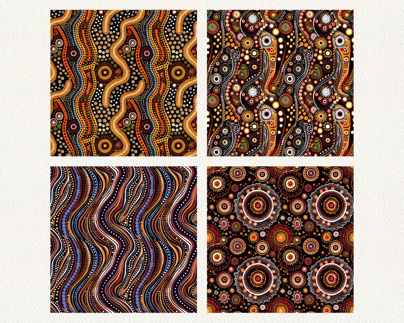 Aboriginal Vectors Pattern Seamless Digital Papers Printable Scrapbook ...