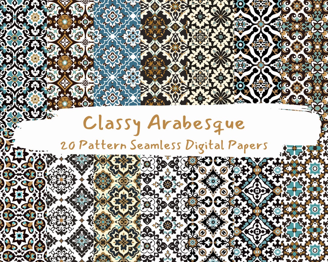 Classy Arabesque Pattern Seamless Digital Papers - Printable Scrapbook ...