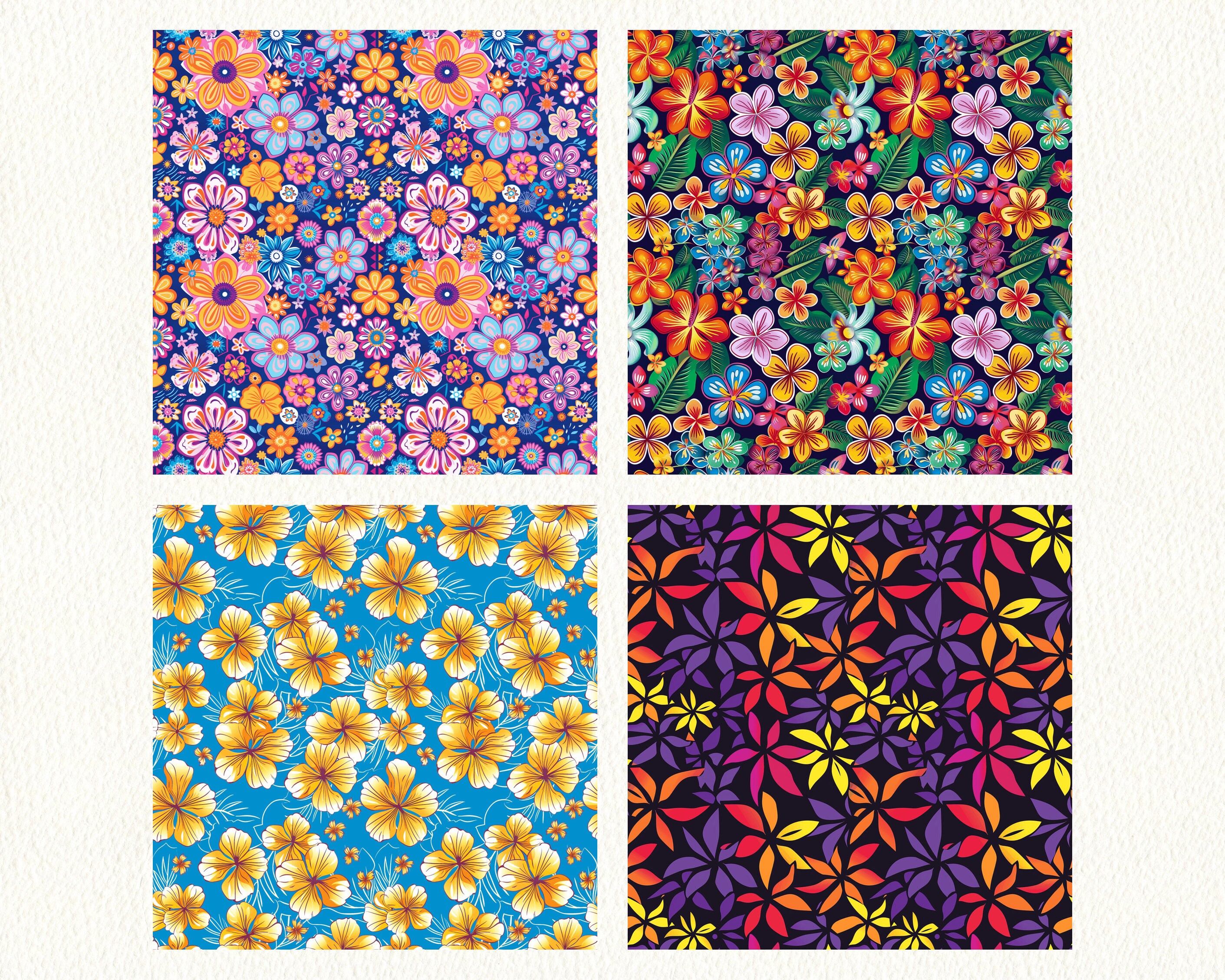 Exotic Flower Power Pattern Seamless Digital Papers - Printable ...