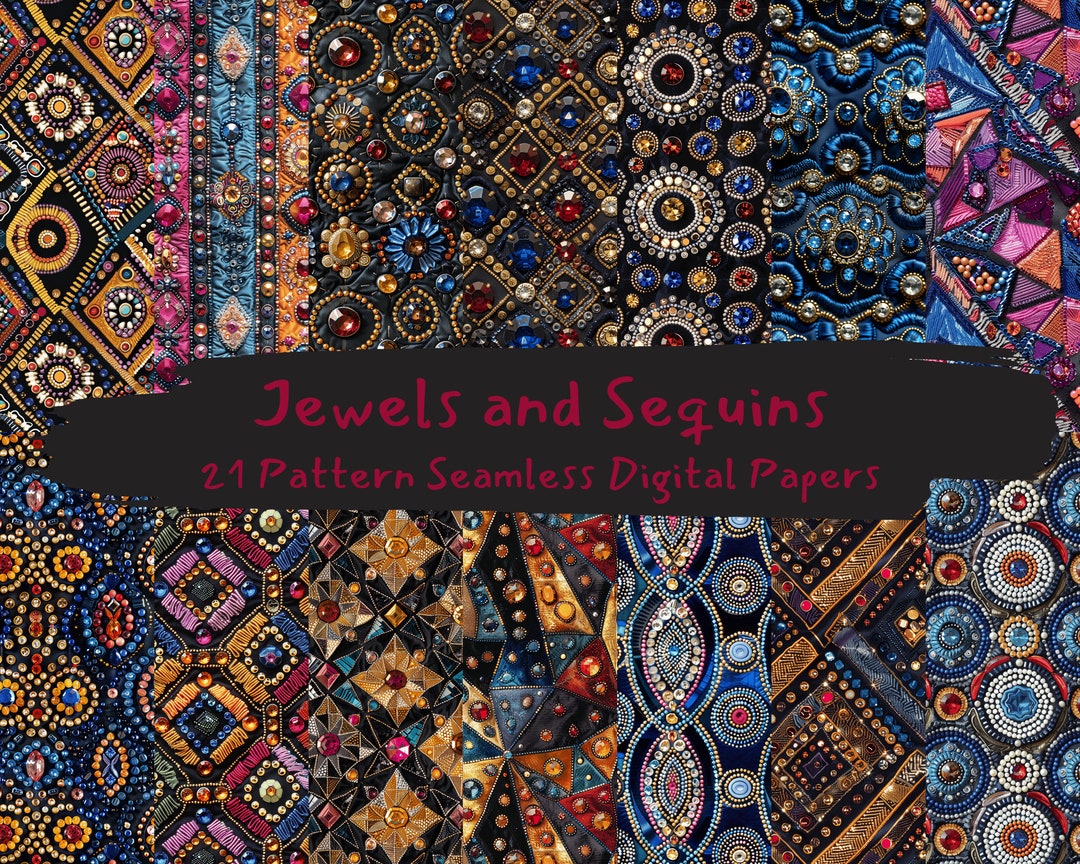 Jewels and Sequins Pattern Seamless Digital Papers - Printable ...