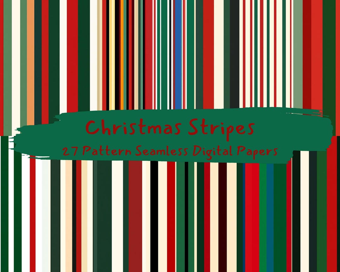 Christmas Stripes Pattern Seamless Digital Papers - Printable Scrapbook ...